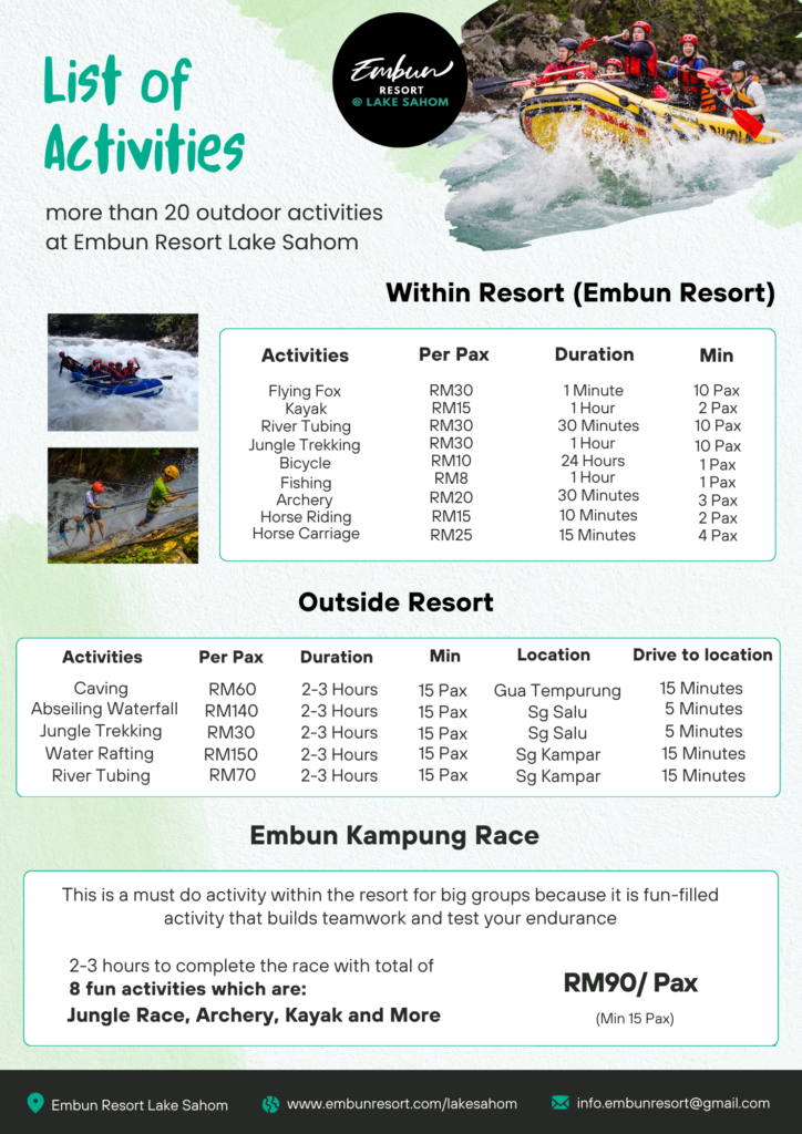 Activities - Embun Resort Lake Sahom